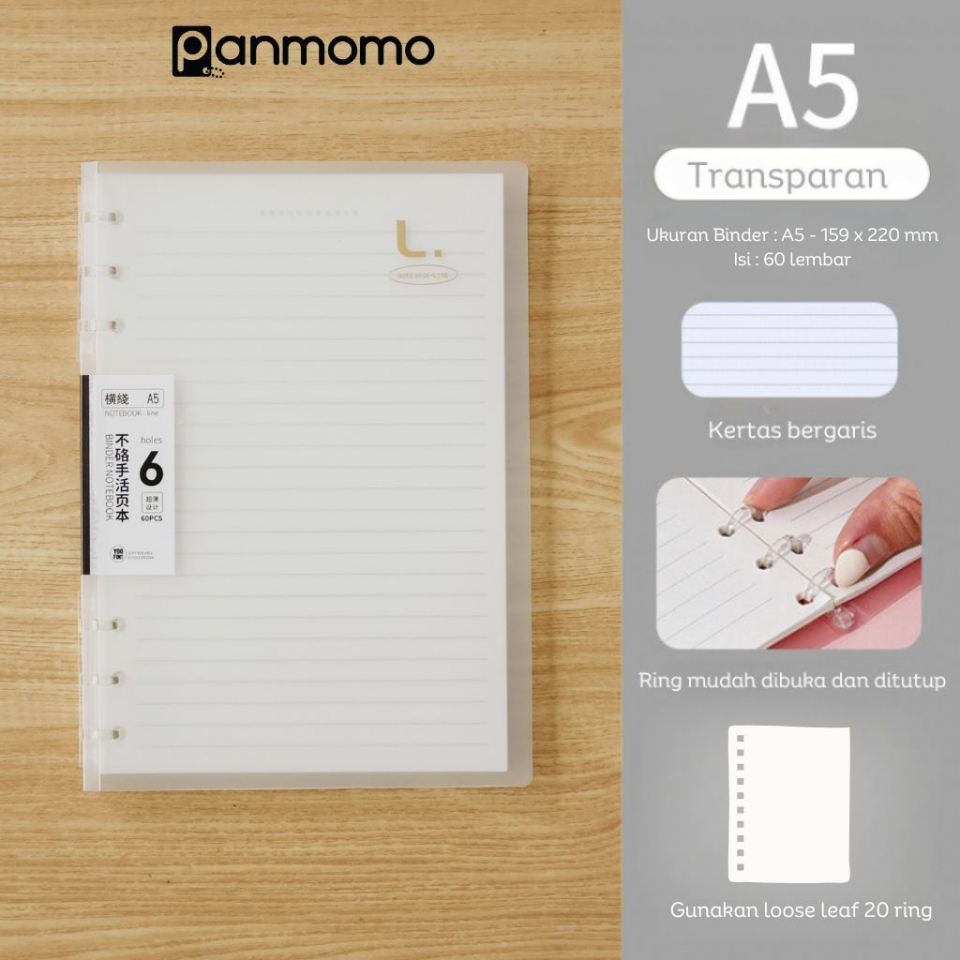 Hard Cover 6 Ring Slim File Binder | panmomo.com