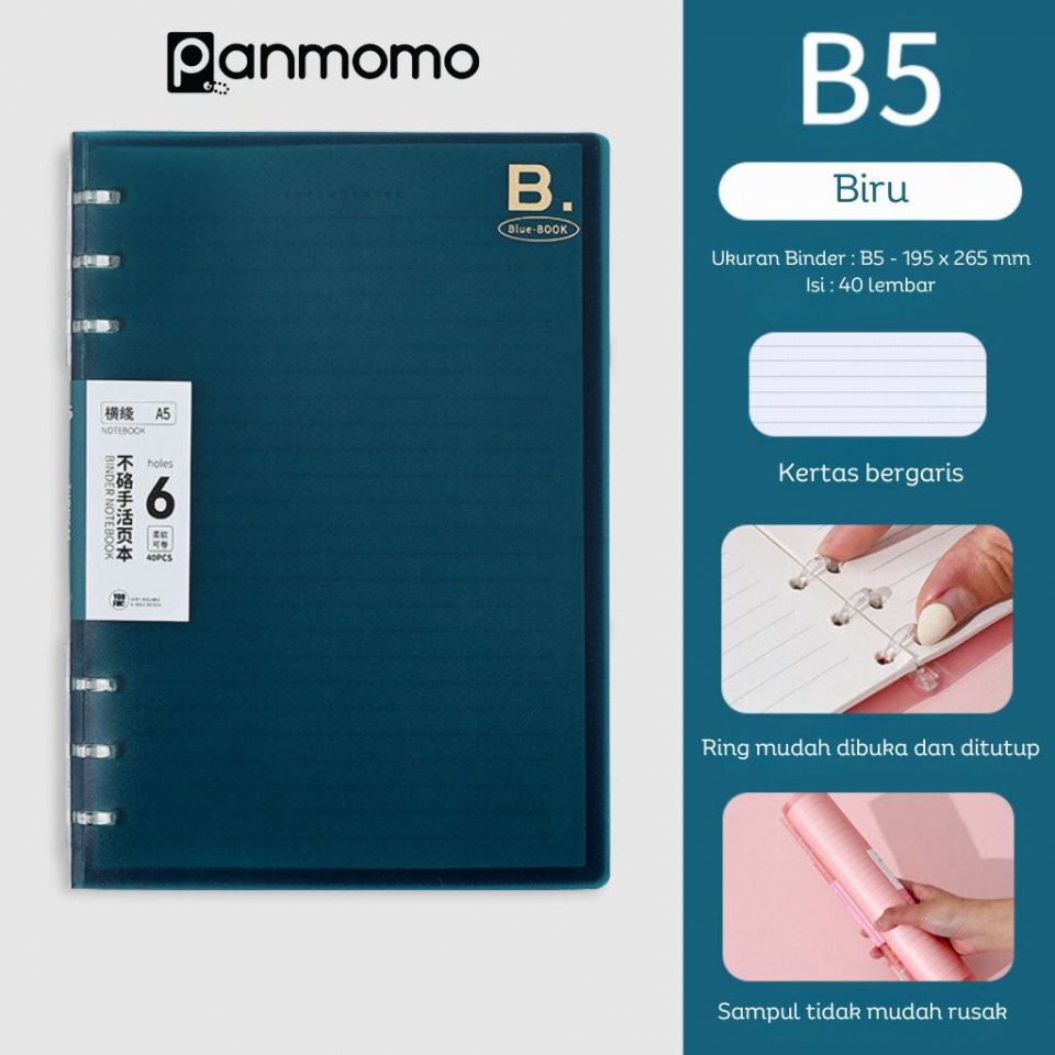 Soft Cover 6 Ring Slim File Binder | panmomo.com