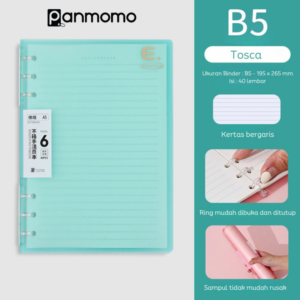 Soft Cover 6 Ring Slim File Binder | panmomo.com
