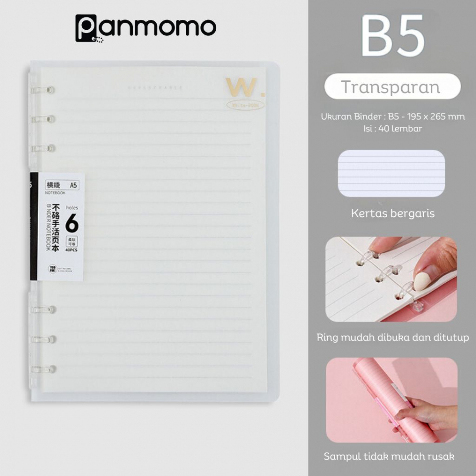 Soft Cover 6 Ring Slim File Binder | panmomo.com